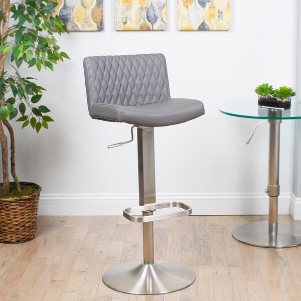 Diamond Patterned Back Brushed Stainless Steel Adjustable Height Swivel ...