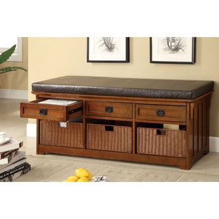 Furniture of America Hodor 60-inch Storage Bench with Baskets - Bed ...