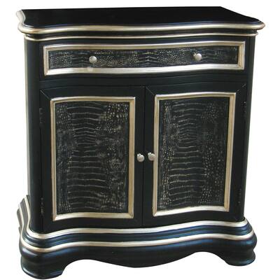 Hand Painted Distressed Black Finish Accent Chest - Overstock - 9219683