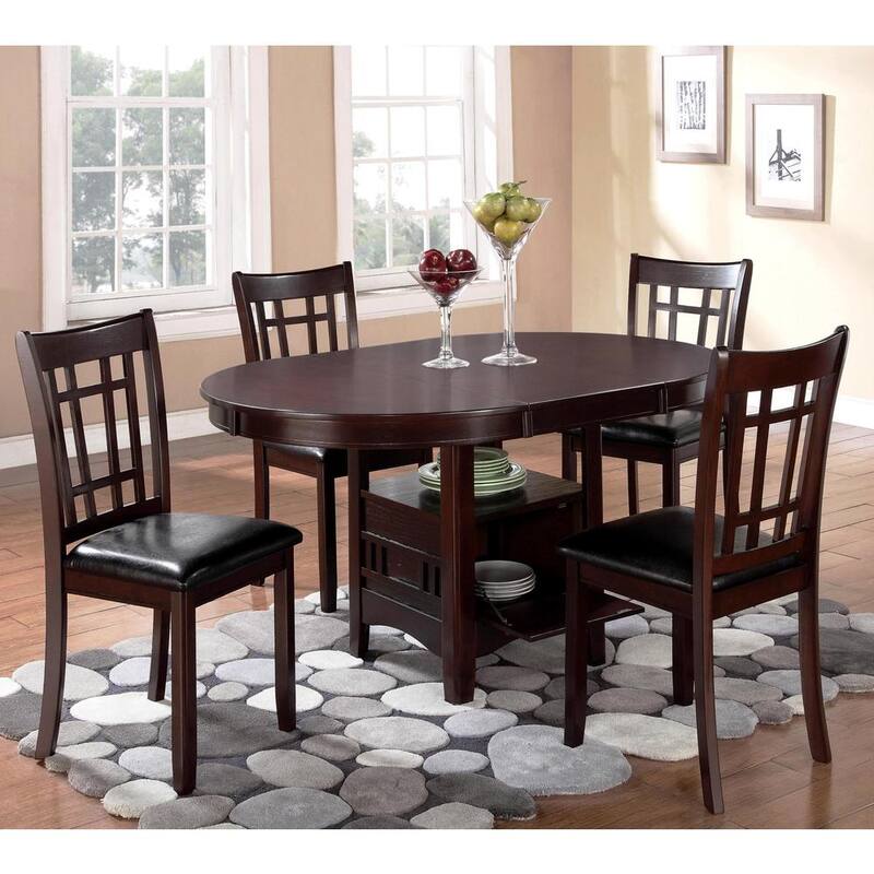 Splendor Espresso Contemporary Extendable Dining Set with Storage Base ...