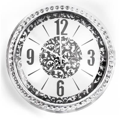 Modern 18-inch Jeweled Stainless Steel Advance Clock - Overstock - 9242329
