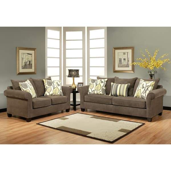 Furniture of America Papina Contemporary 2-Piece Chenille Sofa Set ...