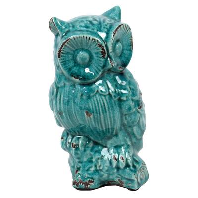 Antique Blue Ceramic Owl - Overstock - 9253759