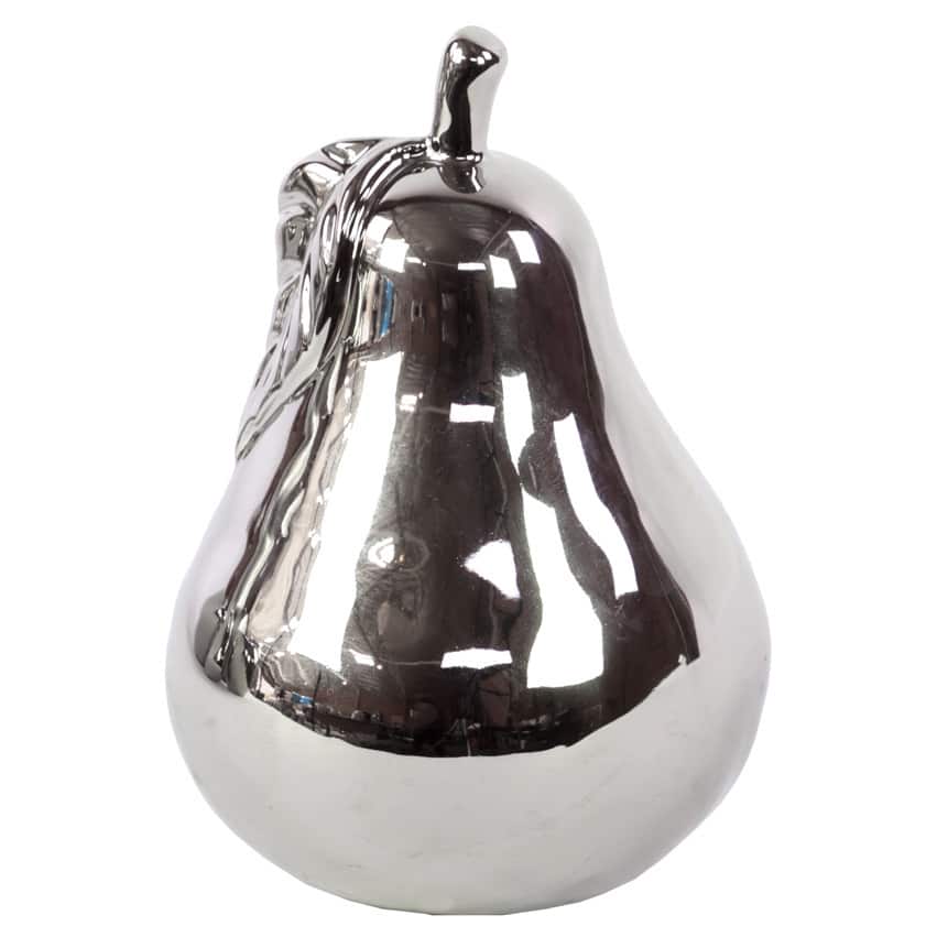 Silver Large Ceramic Pear - Overstock - 9261756