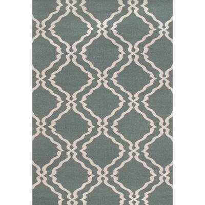 Hand-woven Moroccan Trellis Dhurrie Light Teal Wool Rug - Overstock ...
