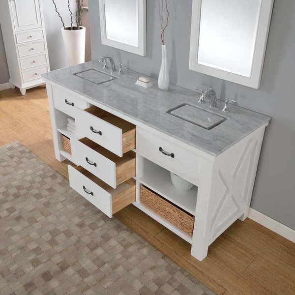 Direct Vanity 70-inch Pearl White Xtraordinary Spa Double Vanity Sink ...
