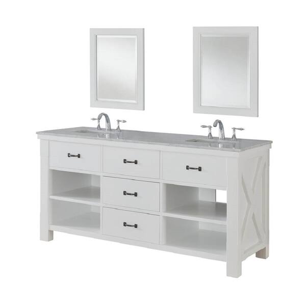 Direct Vanity 70-inch Pearl White Xtraordinary Spa Double Vanity Sink ...