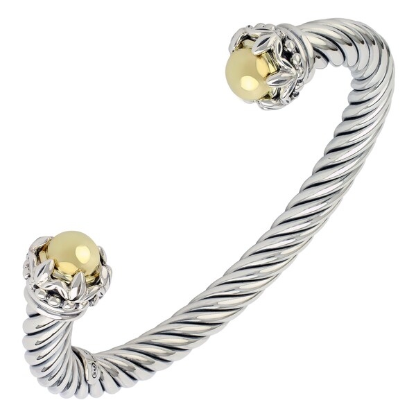 Shop Sunstone Sterling Silver Two-tone Twist Cable Cuff Bracelet - Free ...