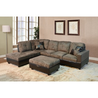 Delima 3-piece Brown Microsuede Sectional Set - Bed Bath & Beyond - 9290999