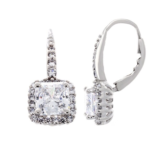 Shop Roberto Martinez Rhodium Plated Sterling Silver Princess Cut Cubic