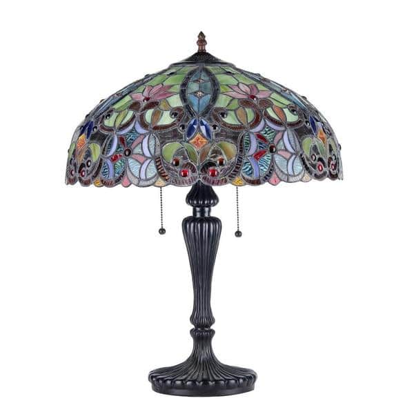 Tiffany Style Victorian Design 2-light Dark Antique Bronze Table Lamp ...