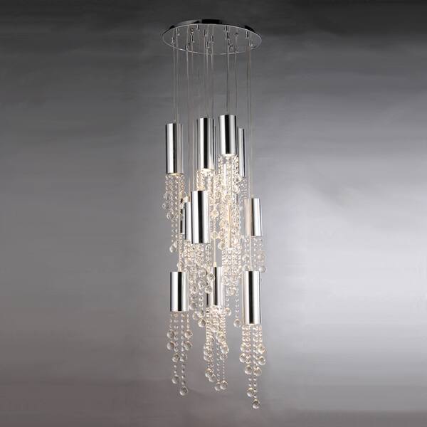 Dorothy Drop-down Crystal and Chrome 15-light Flush Fixture - Silver ...