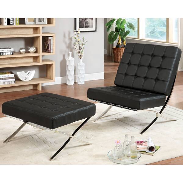Furniture of America Mauslo Modern Faux Leather 2-Piece Chair and ...