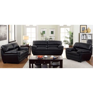 Furniture of America Darrell Faux Leather 3-Piece Sofa Set - Bed Bath ...