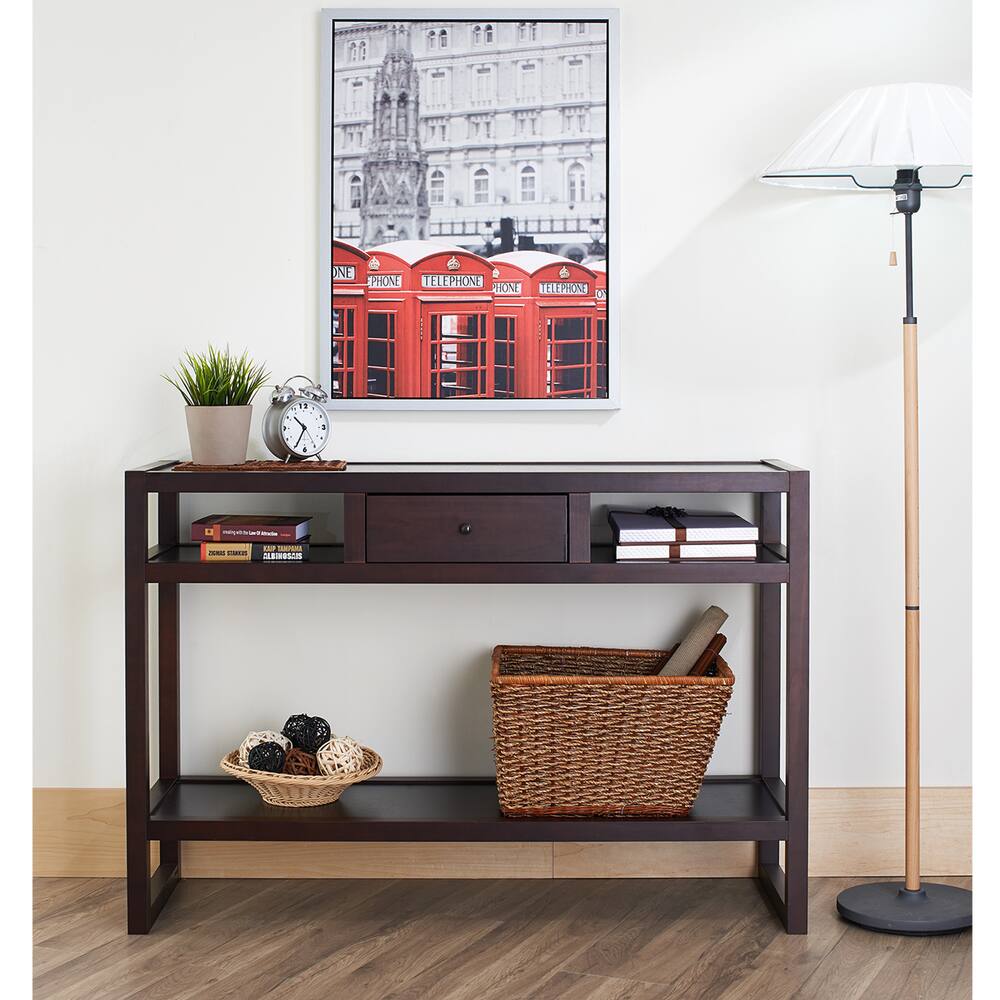 Neviah Contemporary Espresso 1-Drawer Entryway Table with Open-Shelf by ...
