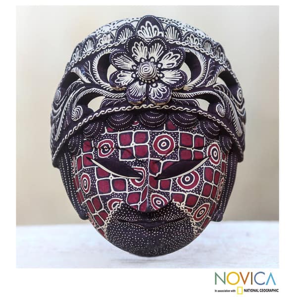 Handcrafted Pule Wood 'Raden Ayu' Batik Mask (Indonesia) - Multi - Bed ...