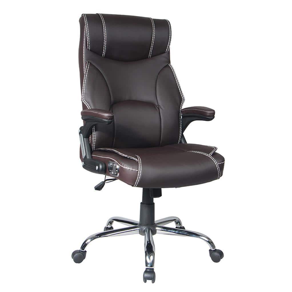 Modern Designs Chrome High Back Reclining Brown Executive Office Chair ...