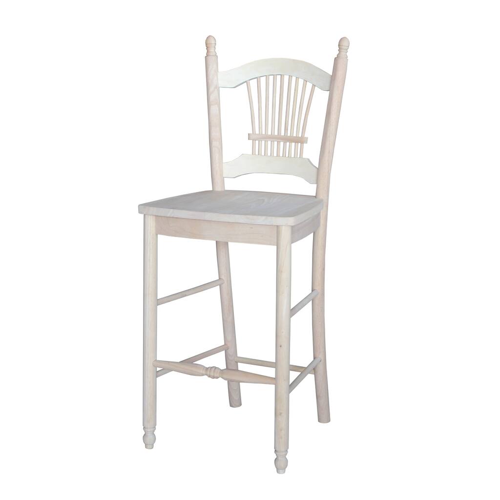 Unfinished Solid Parawood Sheafback Stool - Overstock - 9363028