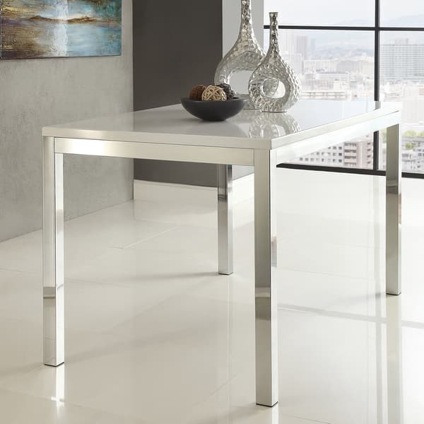 TRIBECCA HOME Reynold White Metal Modern Dining Table - Bed Bath ...