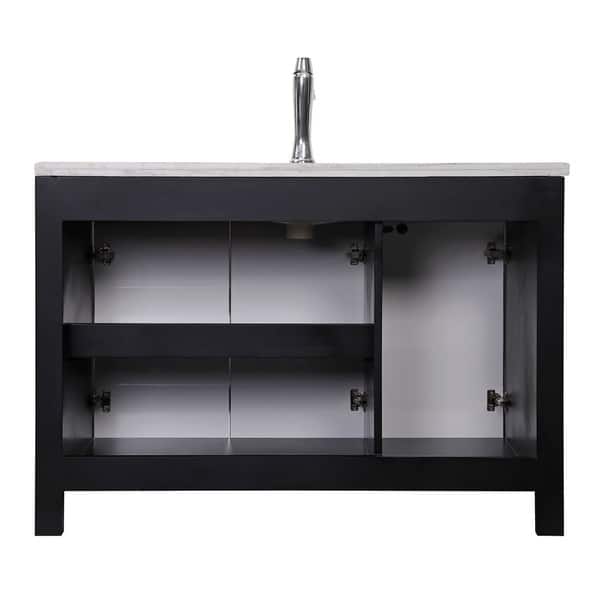 Carrara White Marble 47-inch Single Sink Bathroom Vanity with touch LED ...