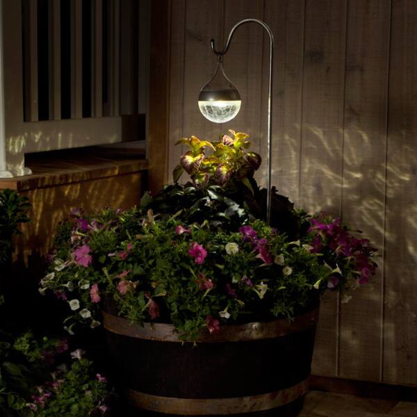 4-inch Glass Solar Spotlight with 36-inch Copper Hook - Bed Bath ...