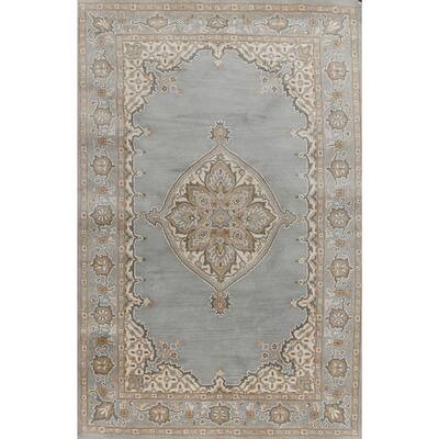 Mia Persian Blue Beige Wool Rug - Overstock - 9421160