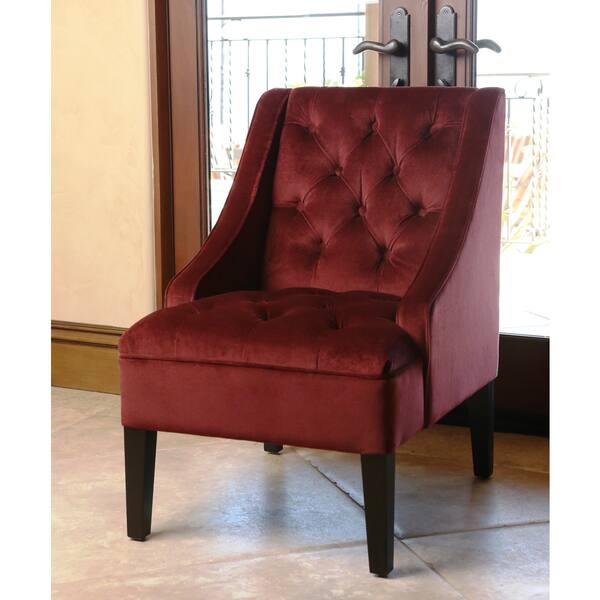 ABBYSON LIVING Laguna Tufted Burgundy Swoop Chair - Bed Bath & Beyond ...