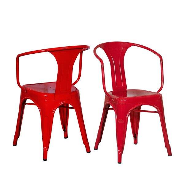 Adeco Sheet Iron U-Shape Legs Red Tolix-style Deck Dining Chair (Set of ...