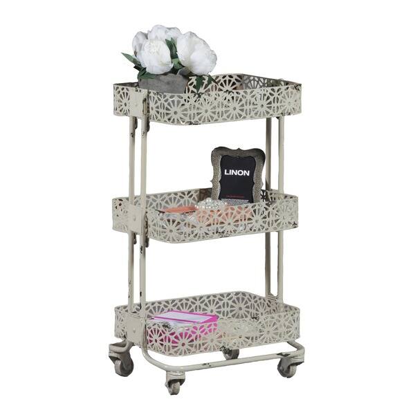 Linon Cream Metal 3-tier Cart - Bed Bath & Beyond - 9426773