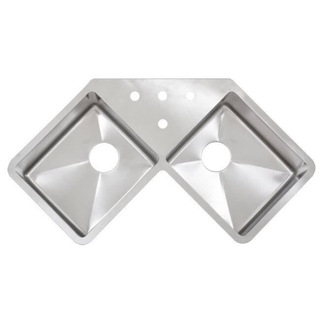 Ticor TR1400BG 45-inch 16-gauge Double Bowl Corner Butterfly Kitchen ...