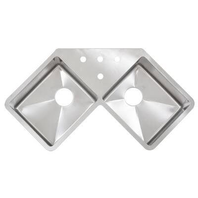 Ticor TR1400BG 45-inch 16-gauge Double Bowl Corner Butterfly Kitchen ...