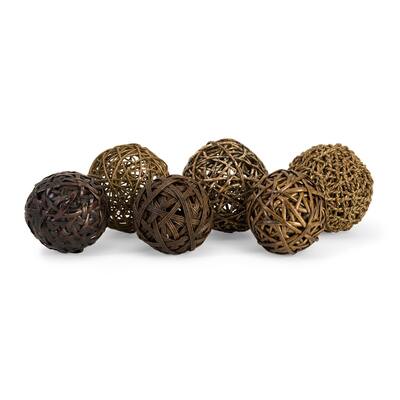 Worren Natural Wrapped Balls (Set of 6) - Overstock - 9427097