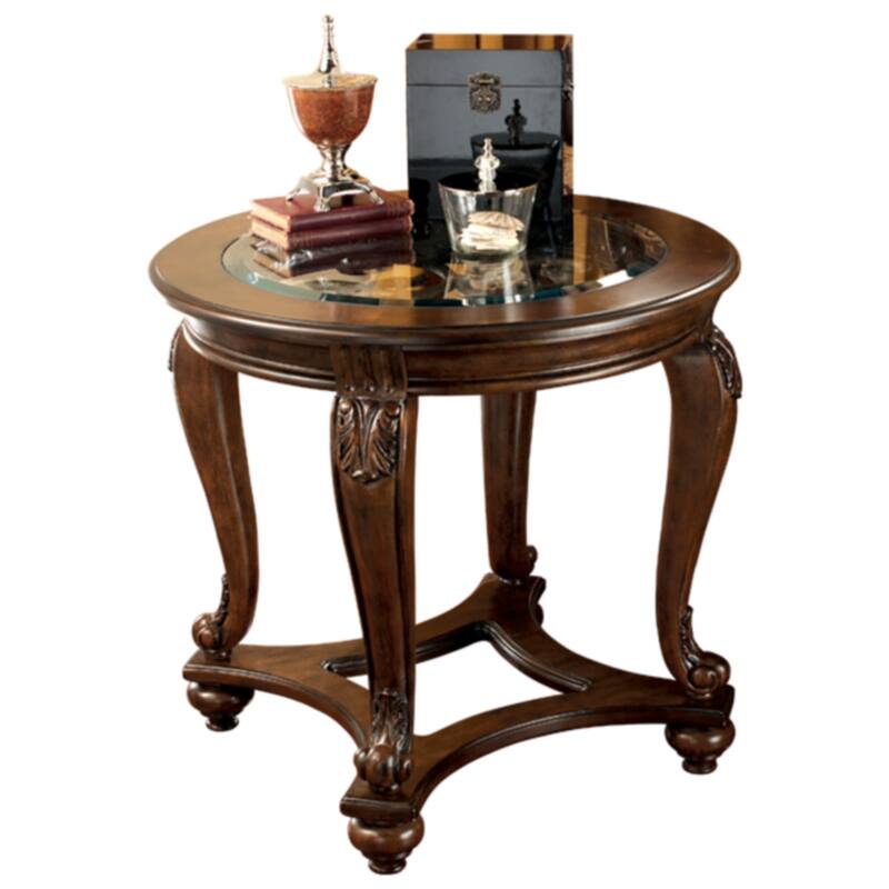 Norcastle Dark Brown Round End Table - Overstock - 9435140