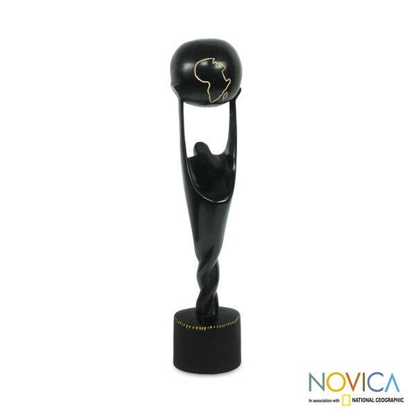 Handmade Sese Wood 'Hold the World Gently' Sculpture (Ghana) - Bed Bath ...