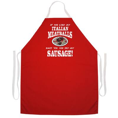 'Italian Meatballs Kitchen Apron-Red - Overstock - 9460456