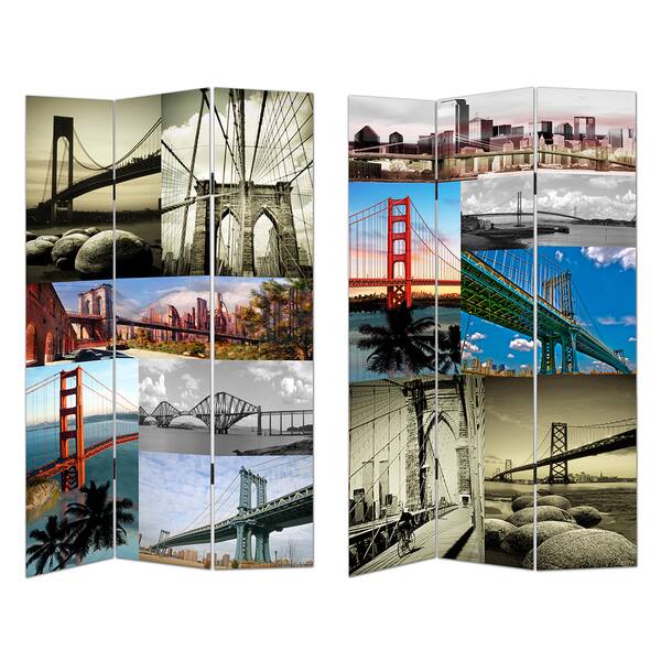 3-panel Famous Bridges Room Divider - Bed Bath & Beyond - 9464499