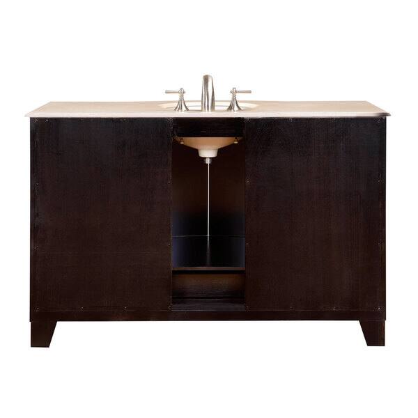 Silkroad Exclusive 55-inch Crema Marfil Marble Stone Top Bathroom ...