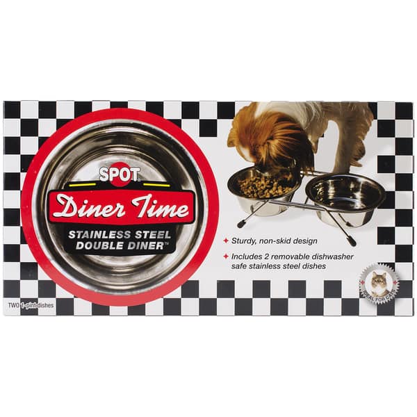 Stainless Steel Double Diner Frame W/Bowls 1pt - Bed Bath & Beyond ...