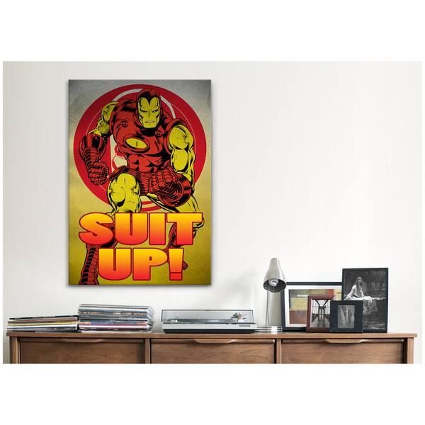 iCanvas Marvel Comic Book Iron Man Tagline: Suit Up Canvas Print Wall ...