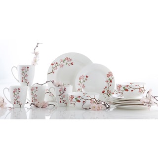 Roscher 16-piece Cherry Blossom Bone China Dinnerware Set - Bed Bath ...