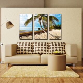 Beach Palm' 3-Piece Wrapped Canvas Wall Art Set - Bed Bath & Beyond ...
