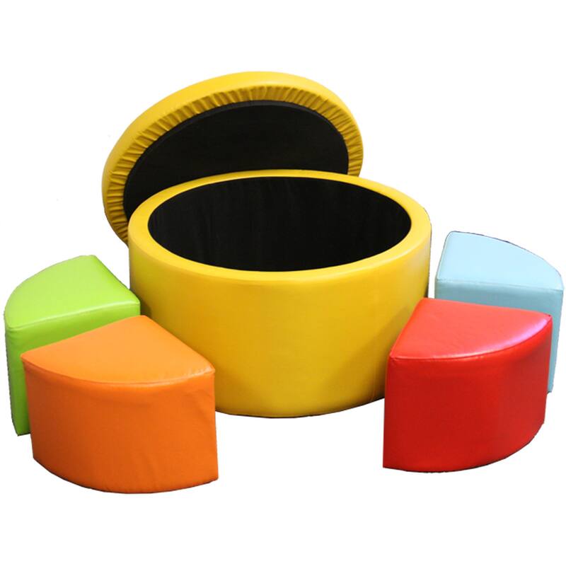 Yellow Storage Ottoman with 4 Additional Seats - Overstock - 9505996