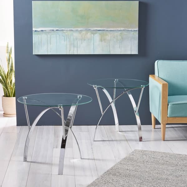 Marin Round Glass End Table (Set of 2) by Christopher Knight Home ...