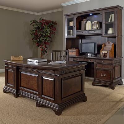 Drake 72-inch Executive Desk and Credenza with Hutch - Overstock - 9517348