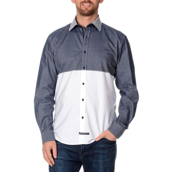 English Laundry Men's Color Block Long Sleeve Button Down Shirt - Free ...