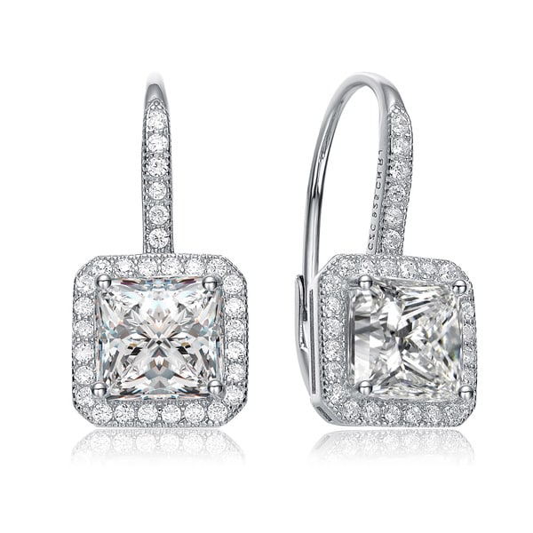 Shop Collette Z Sterling Silver Cubic Zirconia Square Drop Earrings - On Sale - Free Shipping On ...
