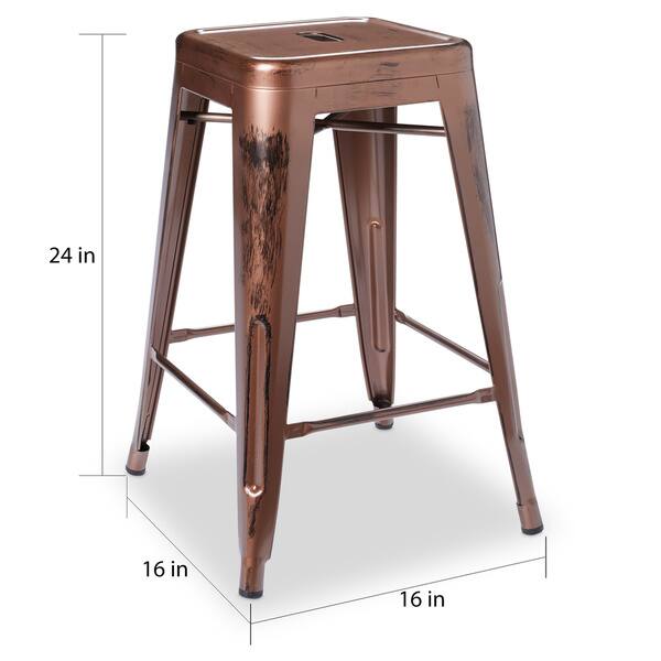 24-inch Brushed Copper Counter Stools (Set of 2) - Bed Bath & Beyond ...