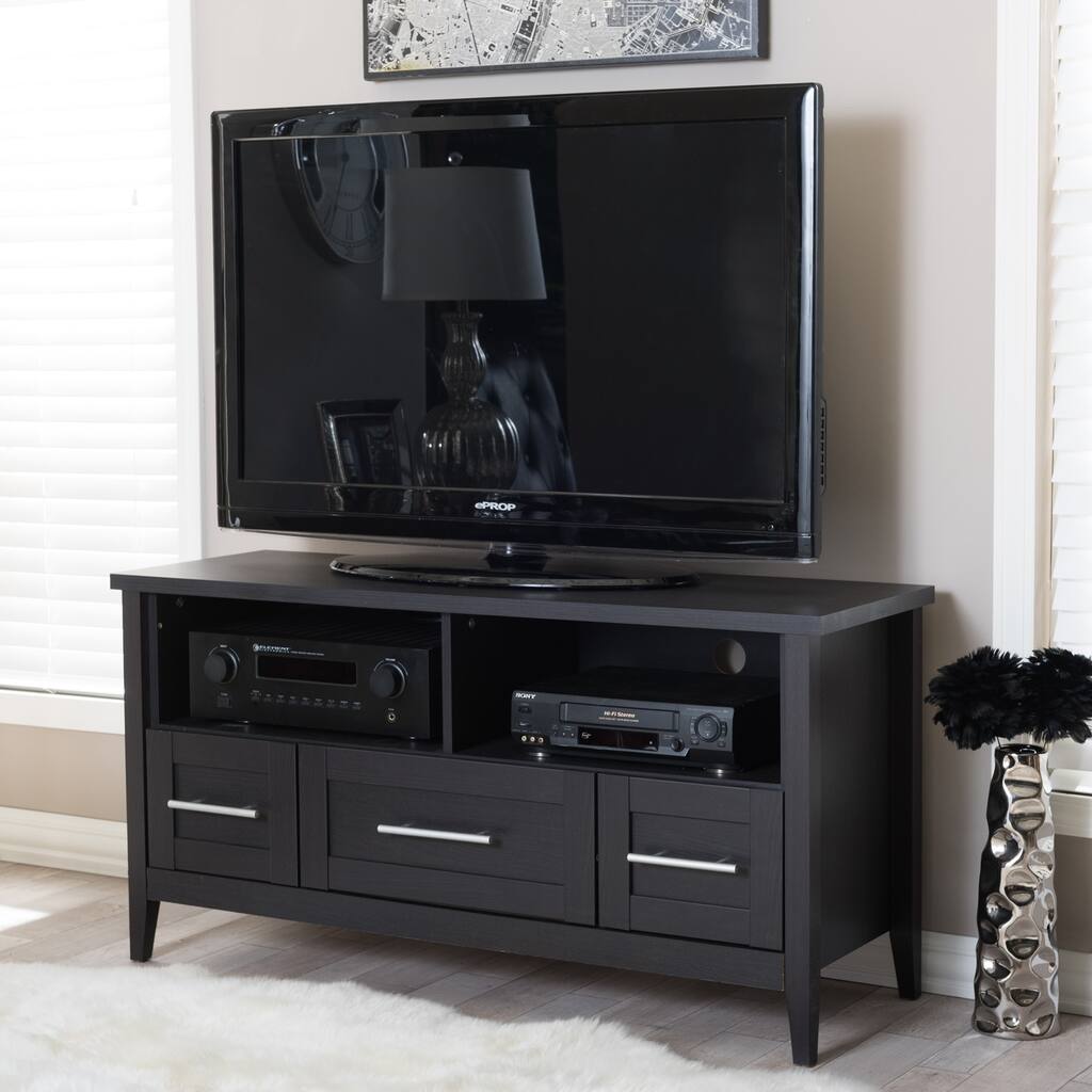Porch & Den Bienvenue Espresso Modern TV Stand - Overstock - 20543496