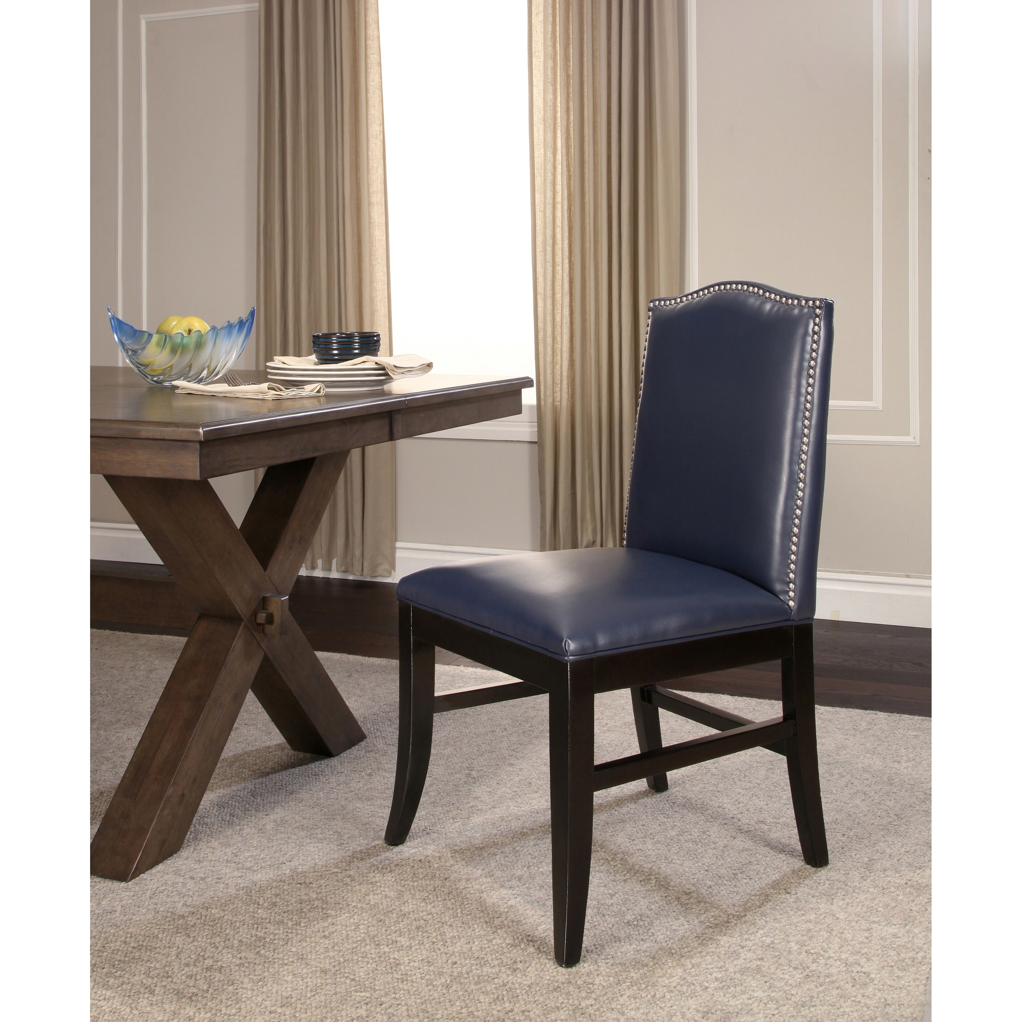 Shop Abbyson Stacy 18 Inch Leather Nailhead Trim Dining Chair On Sale