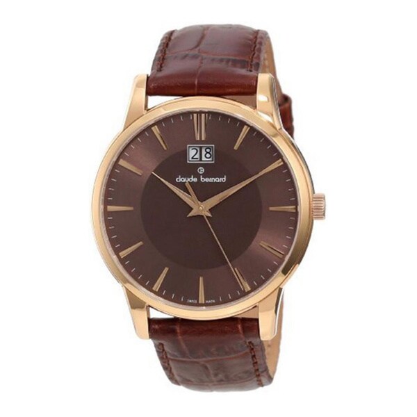 Claude Bernard Men's 63003 37R BRIR Classic Brown Dial Brown Leather ...